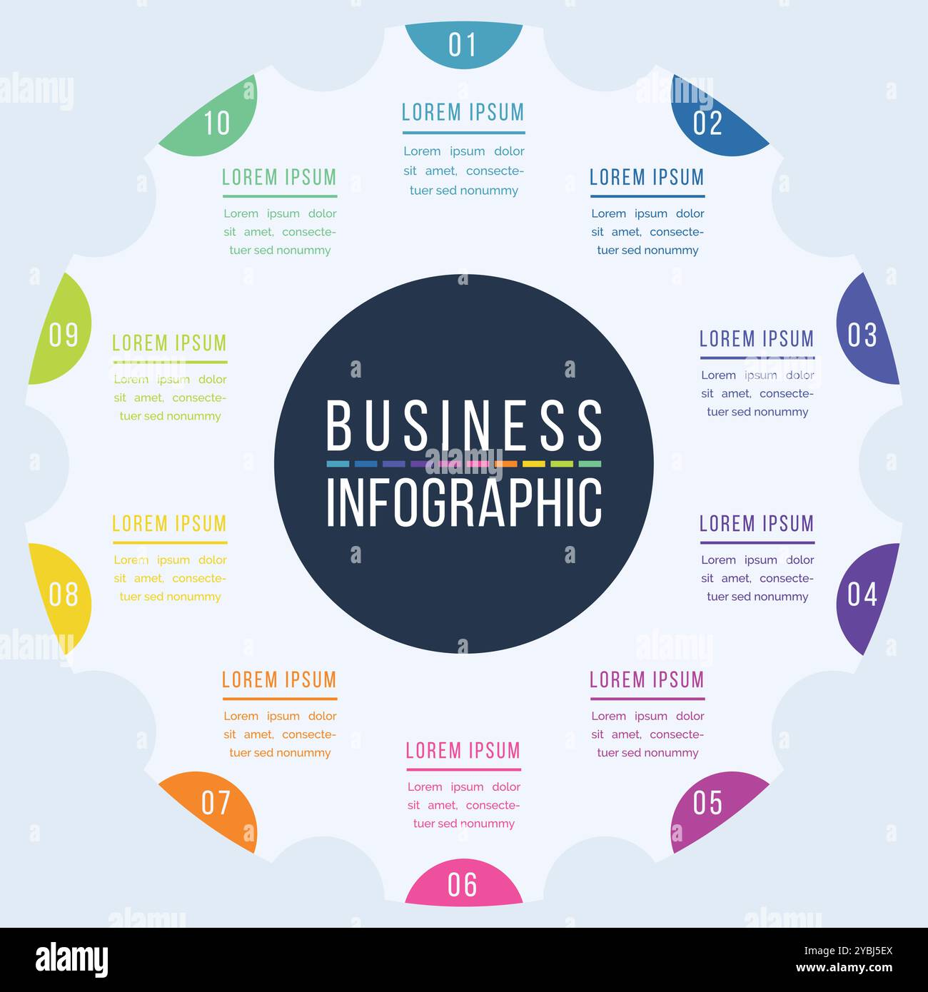 10 Options Infographic template 10 steps, objects, elements or options ...