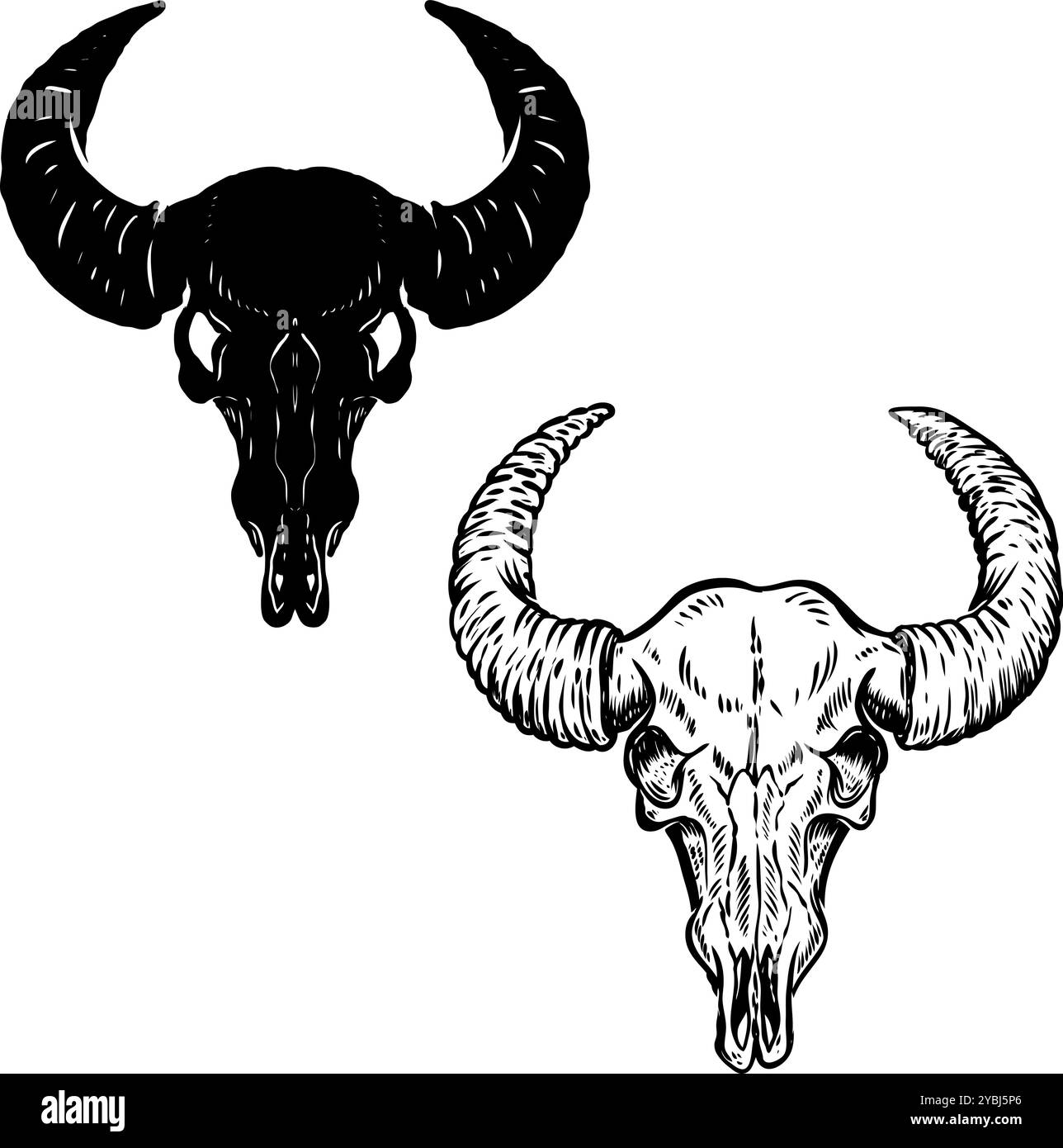 Illustration of buffalo skull isolated on white background. Design ...