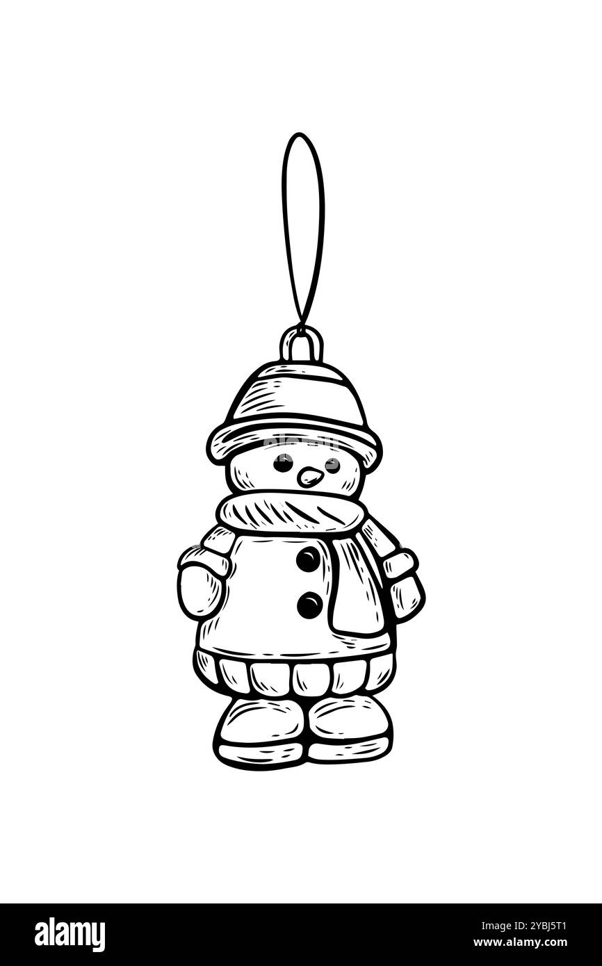 Vector Christmas sketch in vintage style, engraving, line drawing black ...