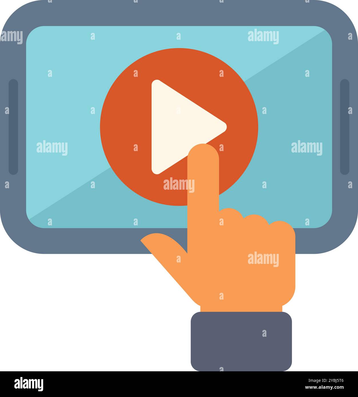 Businessman pressing play button start Stock Vector Images - Alamy