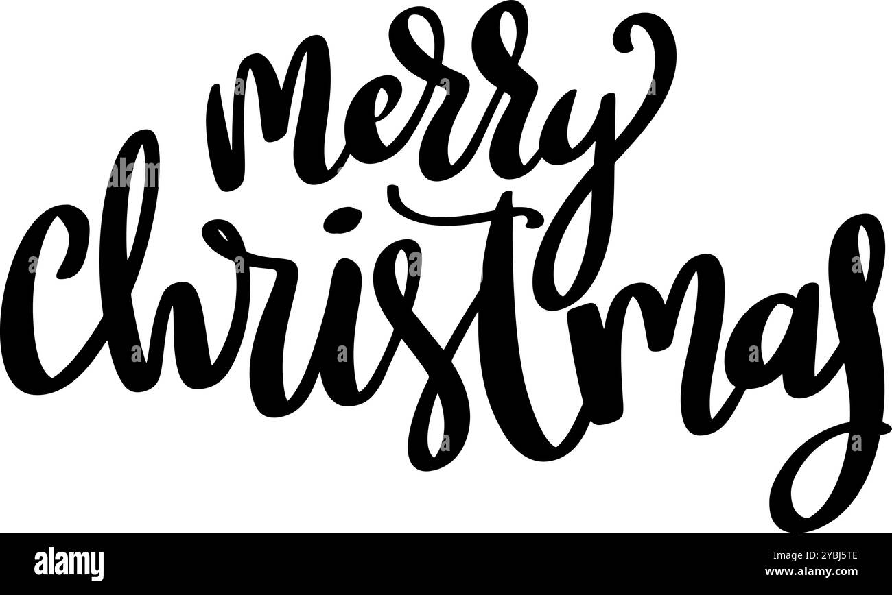 Merry Christmas. Hand Drawing lettering quote. Vector illustration ...