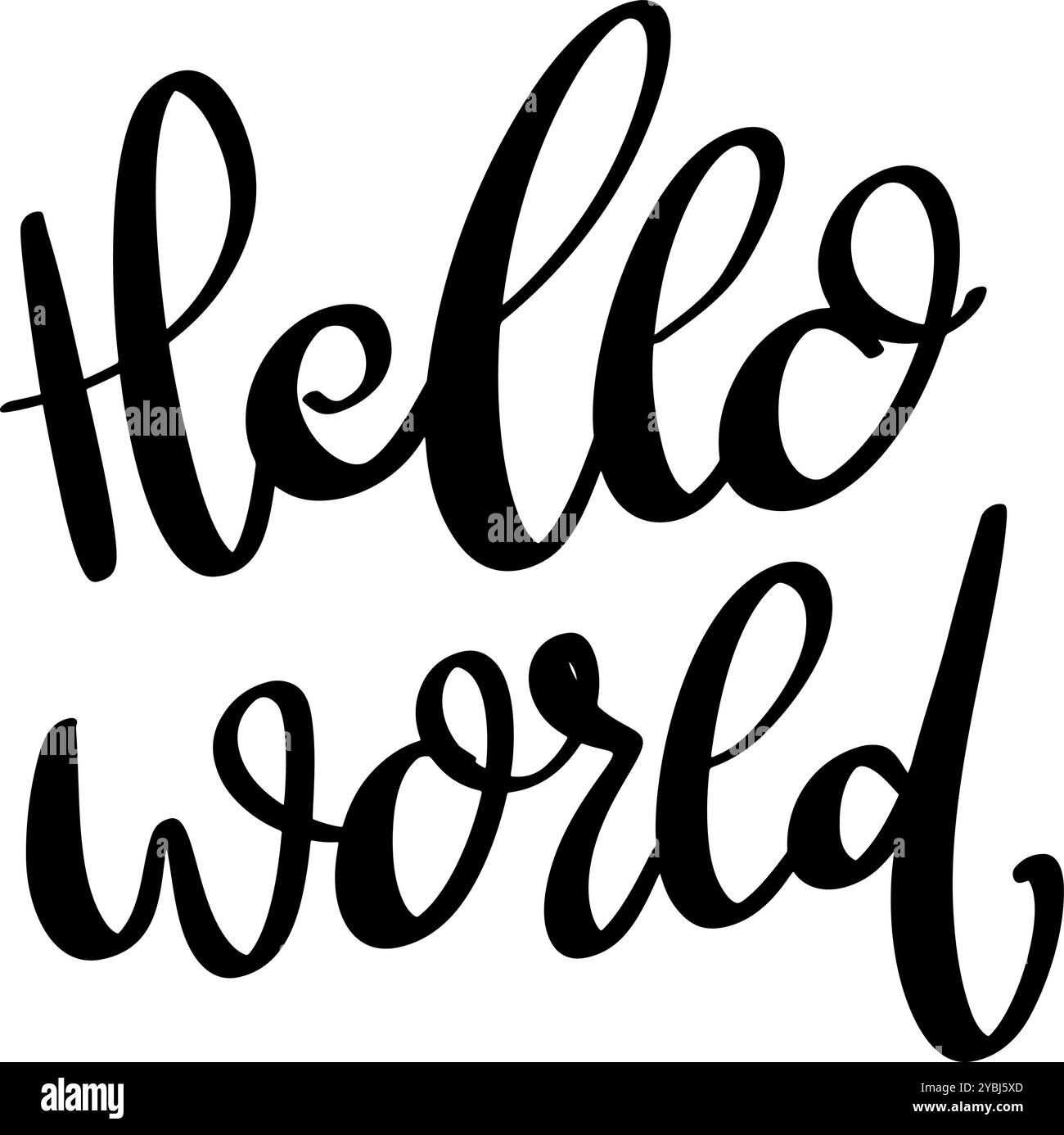 Hello world. Hand Drawing lettering quote. Vector illustration Stock ...