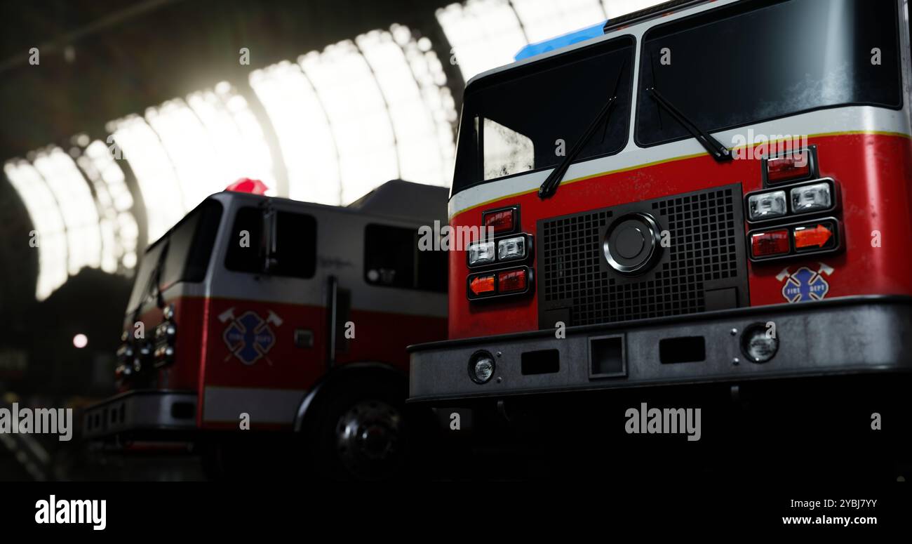 Fire Department Emergency Services, 3D illustration Background for ...