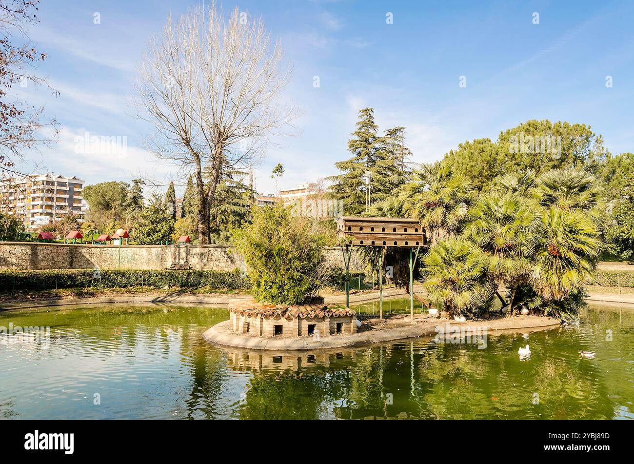 Little lake with ducks in an urban public park. Rende, Cosenza, Italy ...