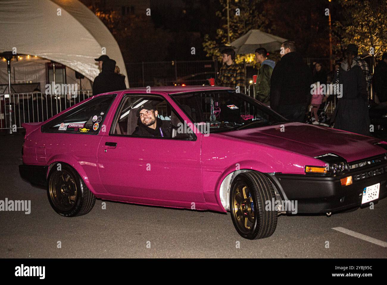 Dmitry, a happy owner of vintage pink Toyota Corolla Trueno AE86 from ...