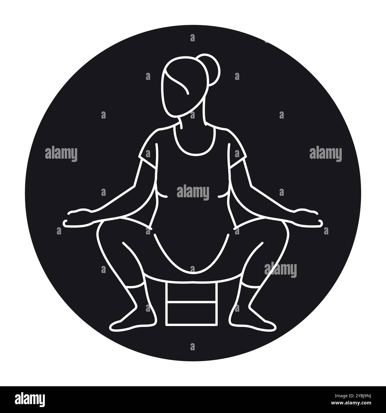 Squats line icon. A pregnant woman stretches. Vector isolated element ...