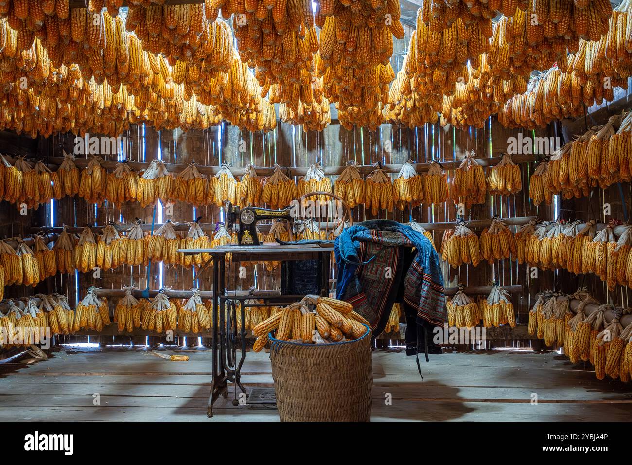 Image of a house filled with corn in Mu Cang Chai district, Vietnam ...