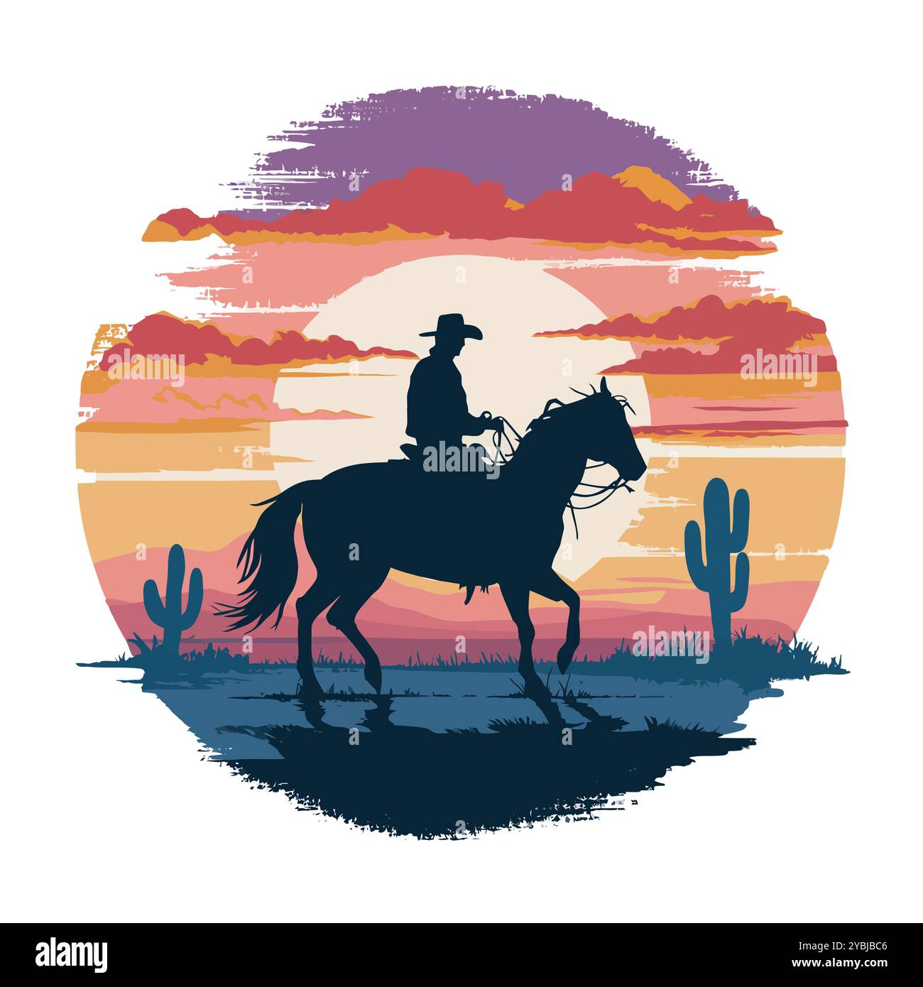 Horse rider cowboy vector artwork Stock Vector Image & Art - Alamy
