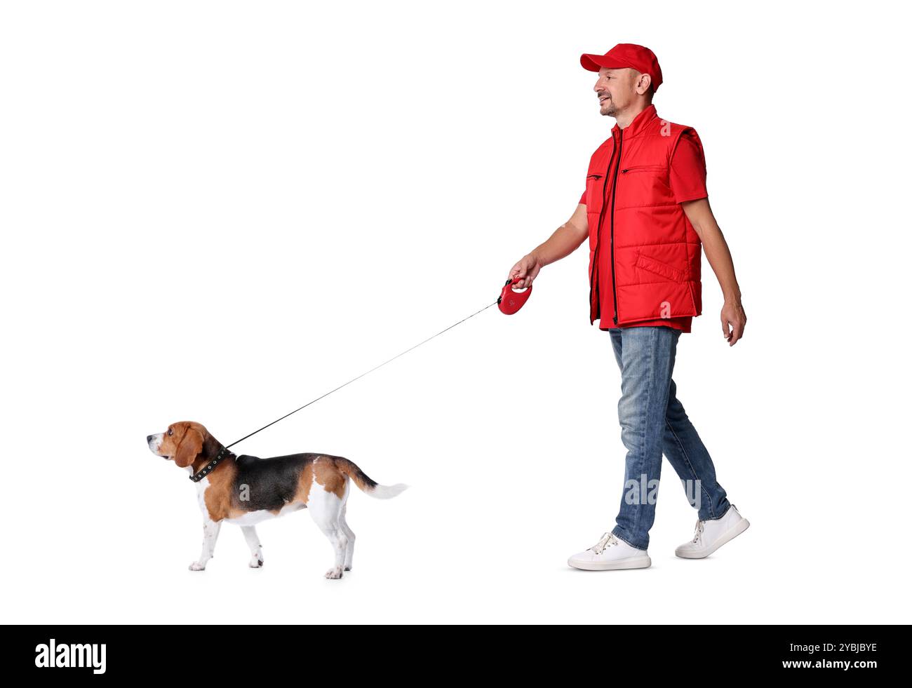 Happy owner walking cute Cut Out Stock Images & Pictures - Alamy