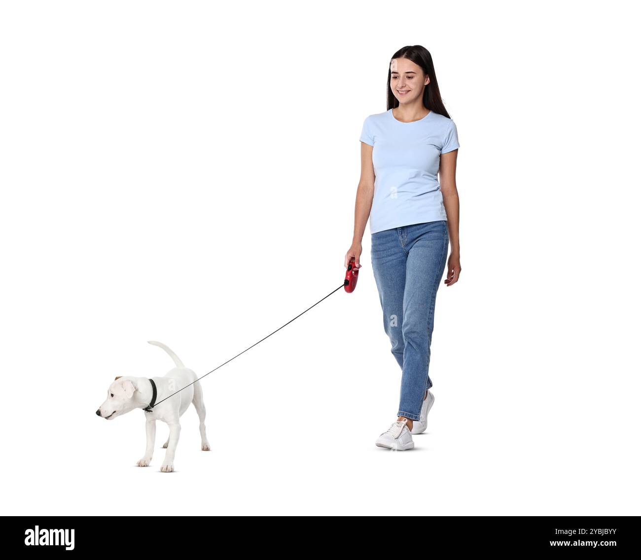 Happy owner walking cute Cut Out Stock Images & Pictures - Alamy