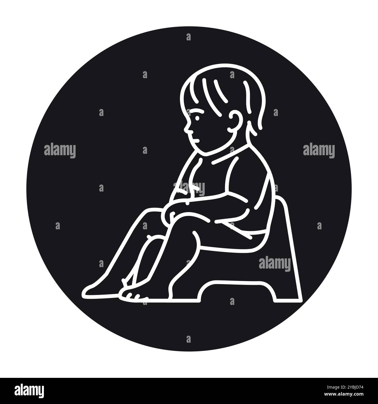 The child is sitting on the potty line icon. Vector isolated element ...