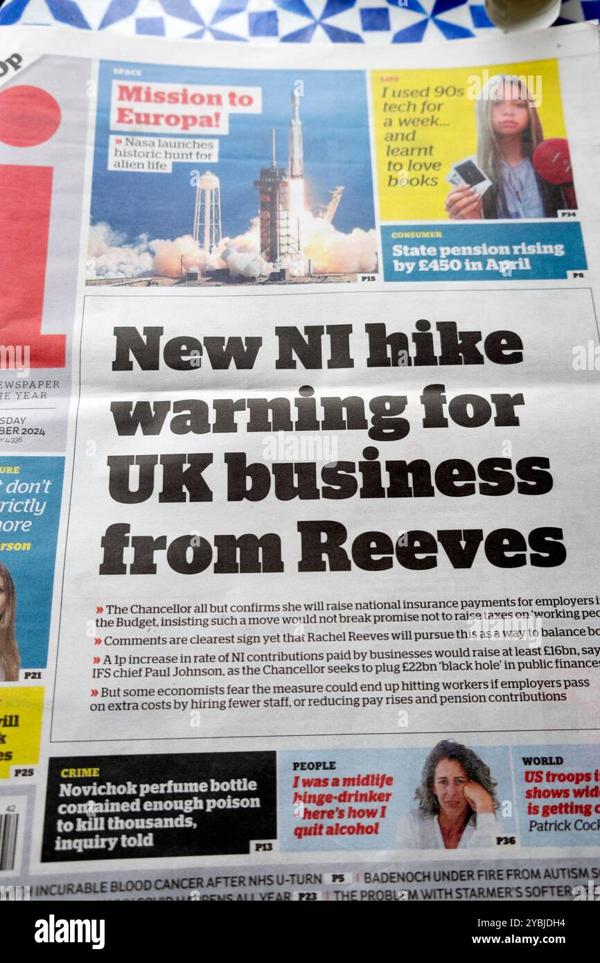 'New NI hike warning for UK business from (Rachel) Reeves' inewspaper ...