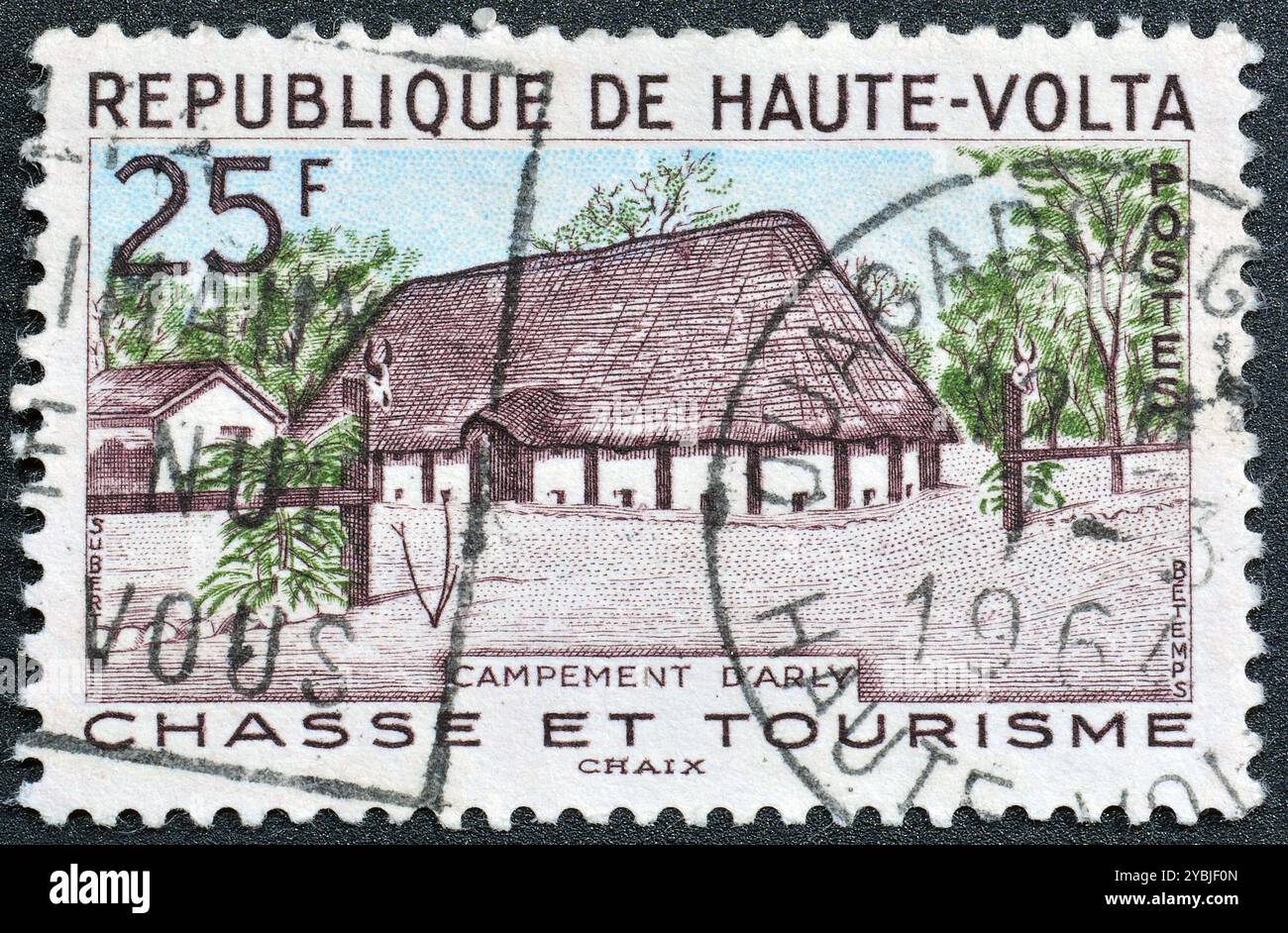 Cancelled postage stamp printed by Republic De Haute Volta, that shows ...