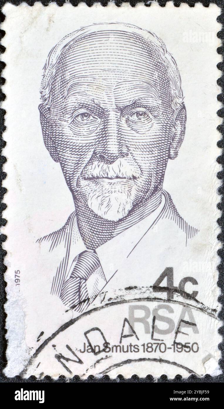 Cancelled postage stamp printed by South Africa, that shows portrait of ...