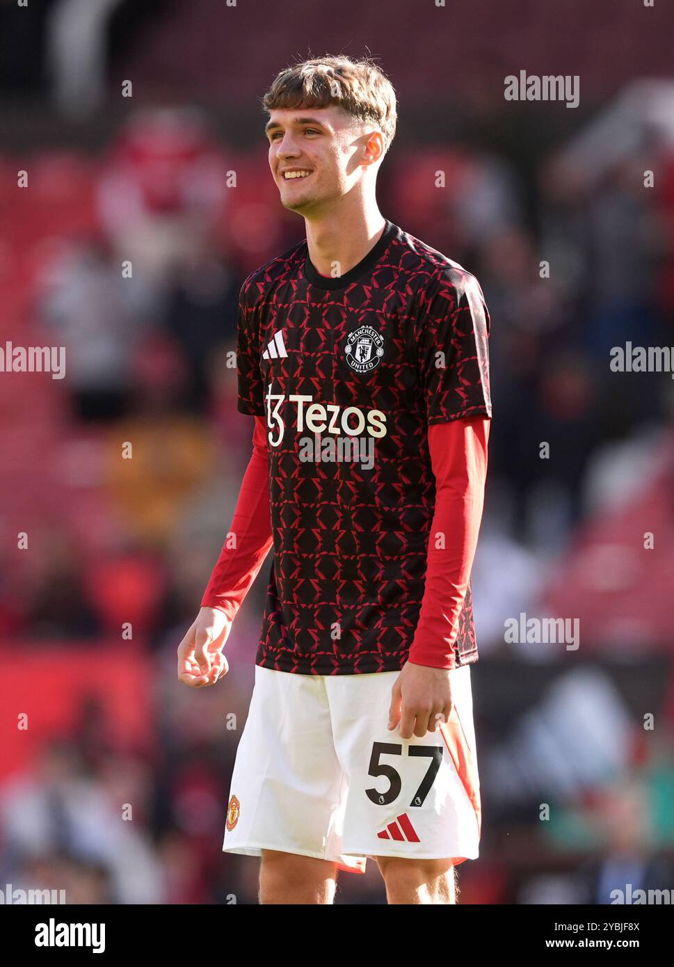 Manchester United's Jack Fletcher warming up before the Premier League ...