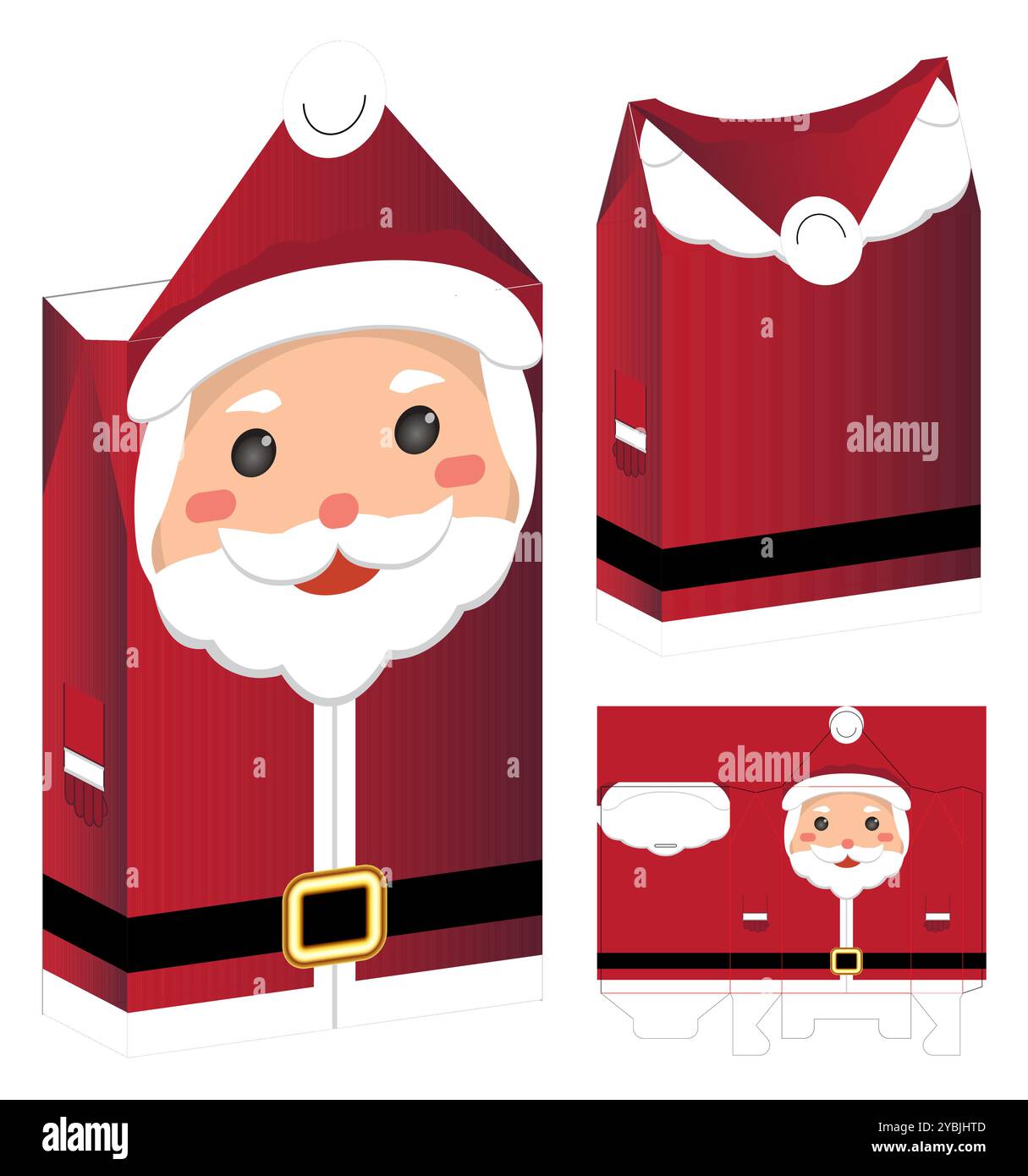 Christmas Box packaging die cut template design. 3d mock-up Stock ...