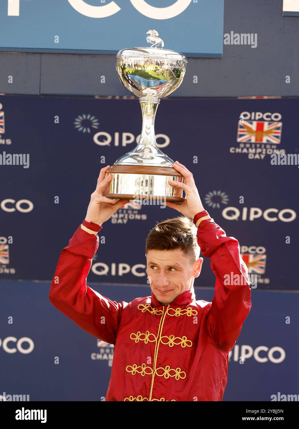 Oisin Murphy with the champion jockey trophy during QIPCO British ...