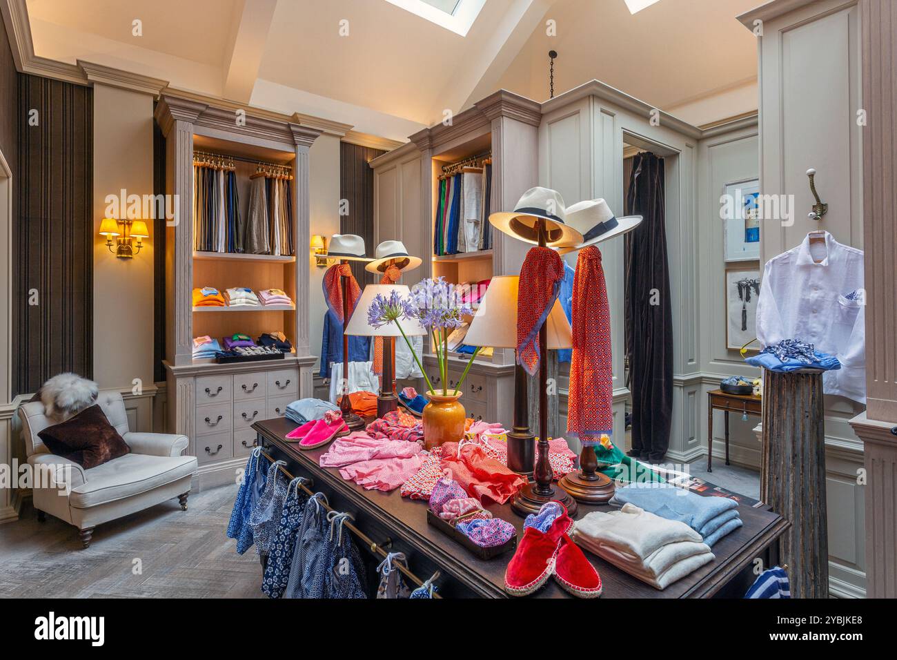 Interior of the Anderson & Sheppard Haberdashery men's clothes shop in ...