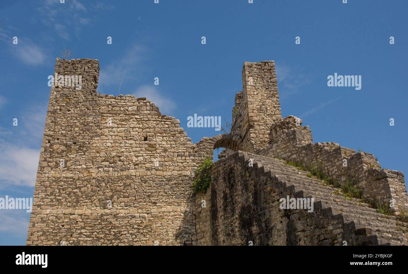 Part of the fortified walls of the 13th century Berat Castle, Albania ...