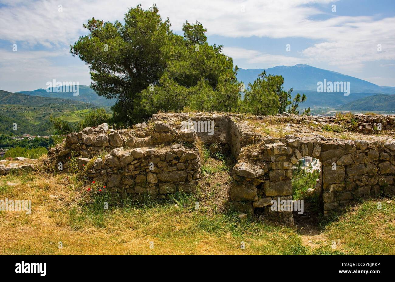Part of the fortified walls of the 13th century Berat Castle, Albania ...