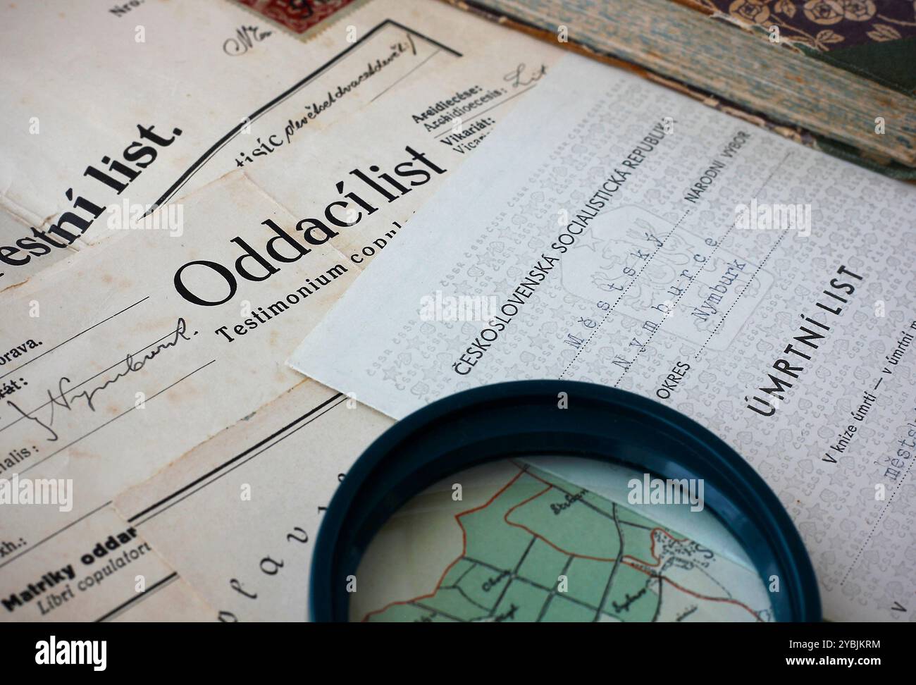 Old personal documents - birth, marriage and death certificate - and a ...