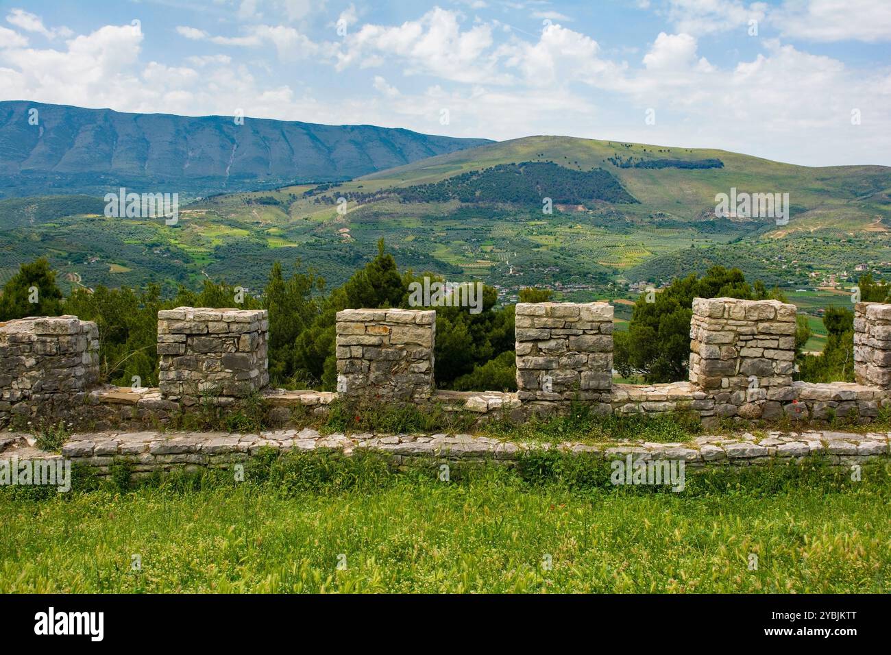 Part of the fortified walls of the 13th century Berat Castle, Albania ...