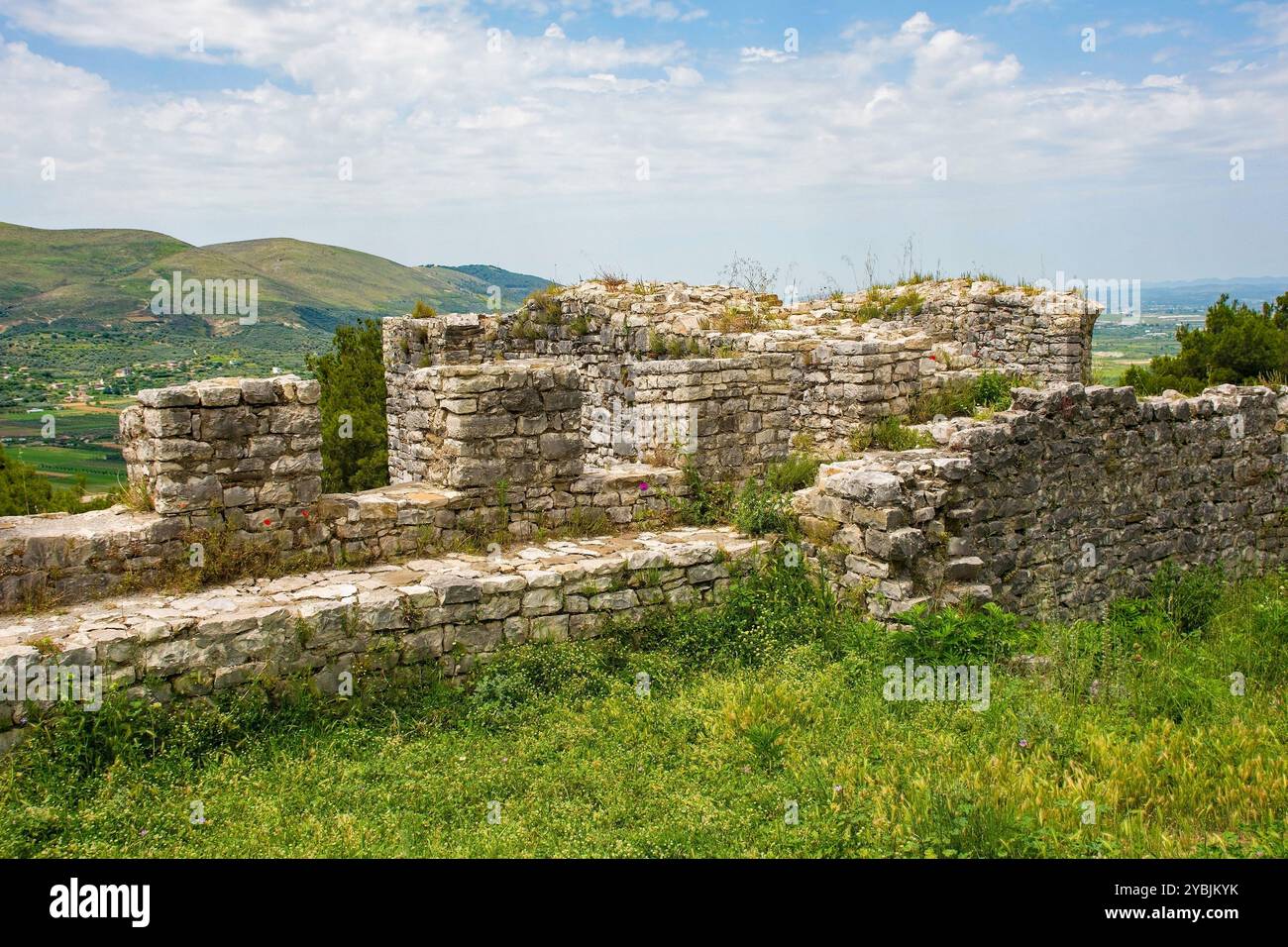 Part of the fortified walls of the 13th century Berat Castle, Albania ...