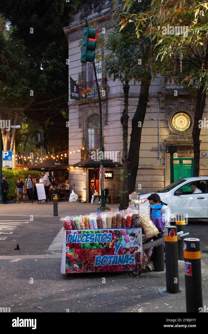 Sweet Cart Vendor on corner of Orizaba and Colima in Roma, Mexico City ...