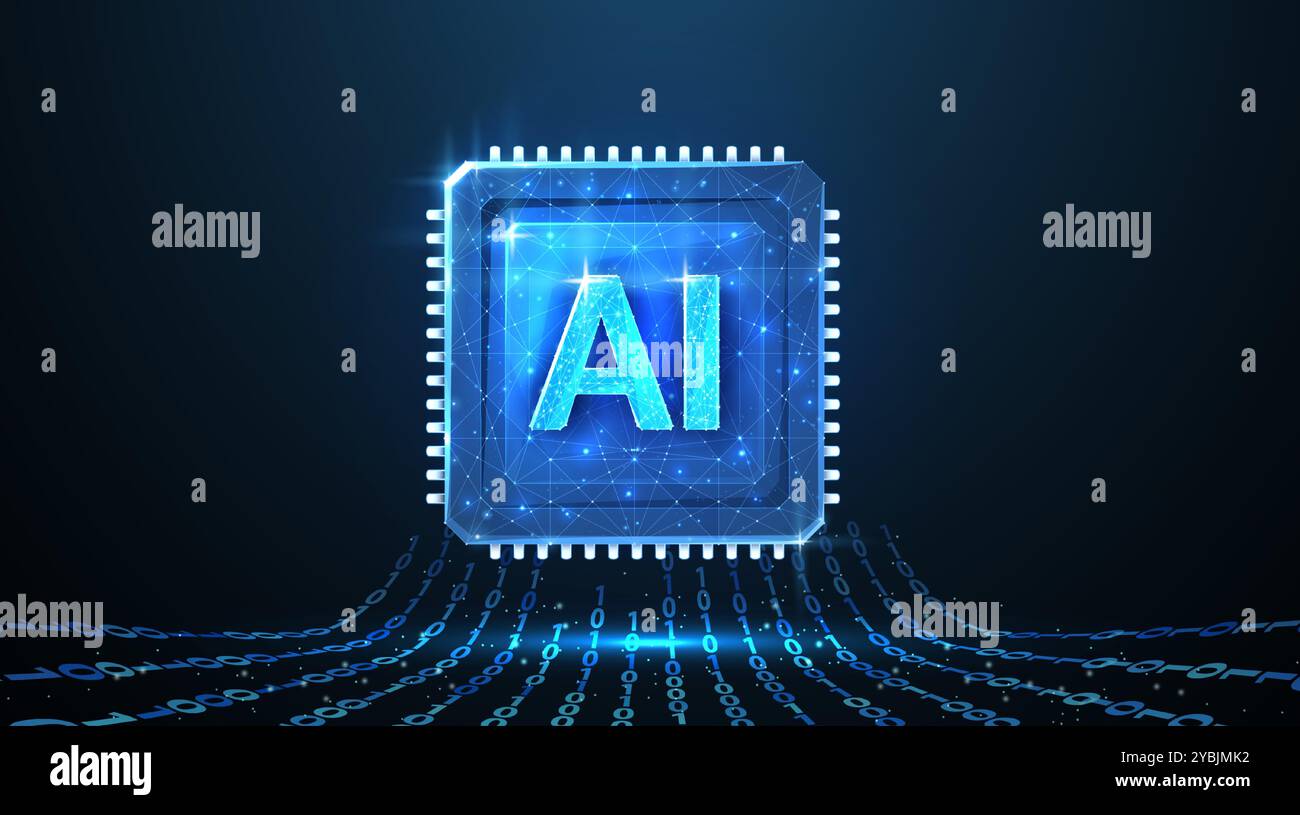 AI letters on chip. AI technology, robot core, electric line Stock ...