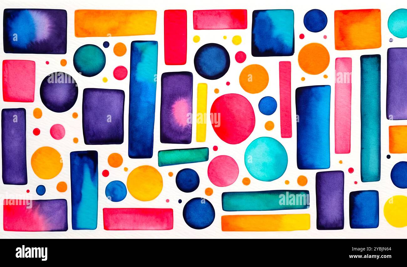Background with bright colorful squares, rectangles and circles ...