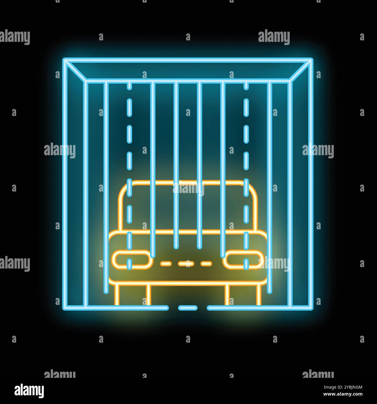 Glowing neon line car wash icon isolated on black background. Carwash ...