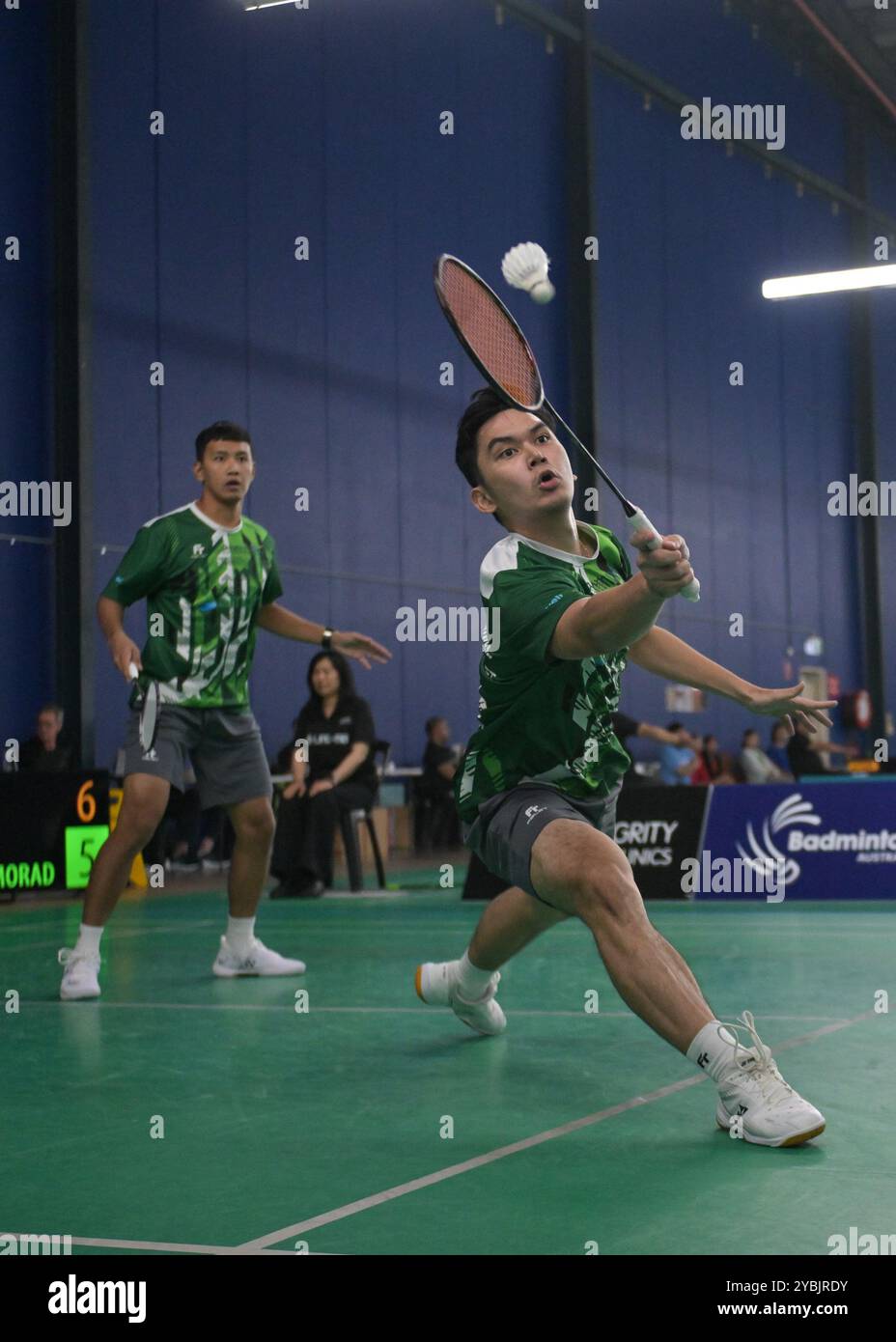 Alvin Morada (L) and Christian Bernardo (R) of Philippines play against ...