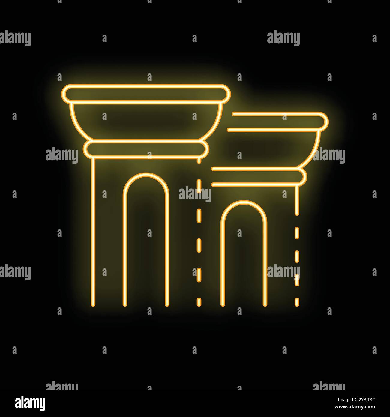 Neon sign representing columns with capitals illustrating classical ...