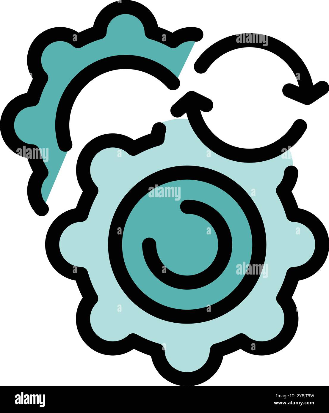 Simple icon depicting two gears rotating, symbolizing a continuous ...