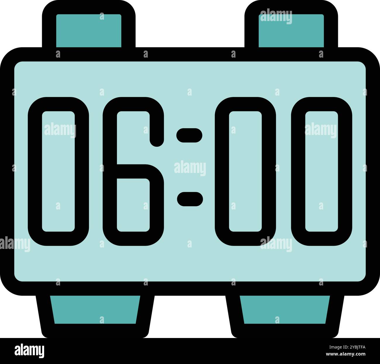 Electronic alarm clock showing six o'clock, time management concept ...