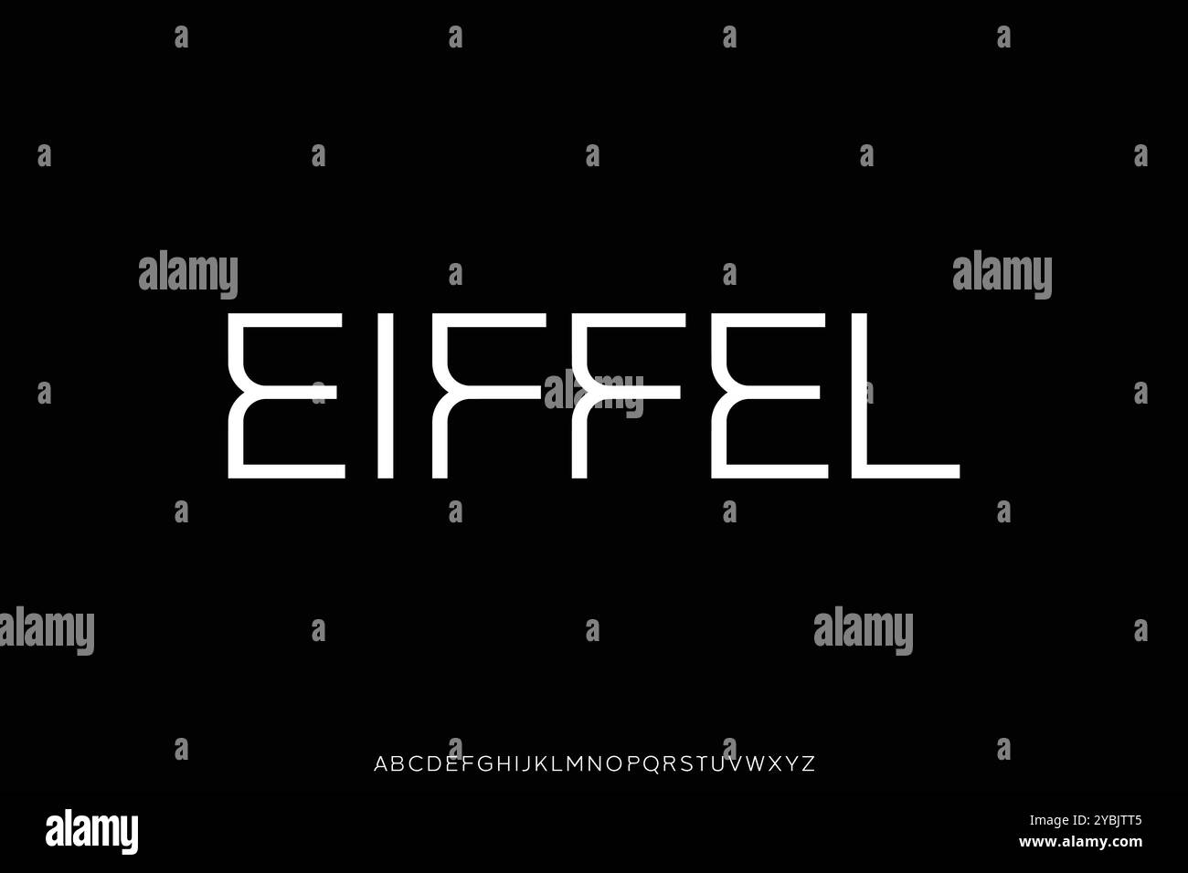 Modern decorative sans serif alphabet display font vector. Eiffel ...