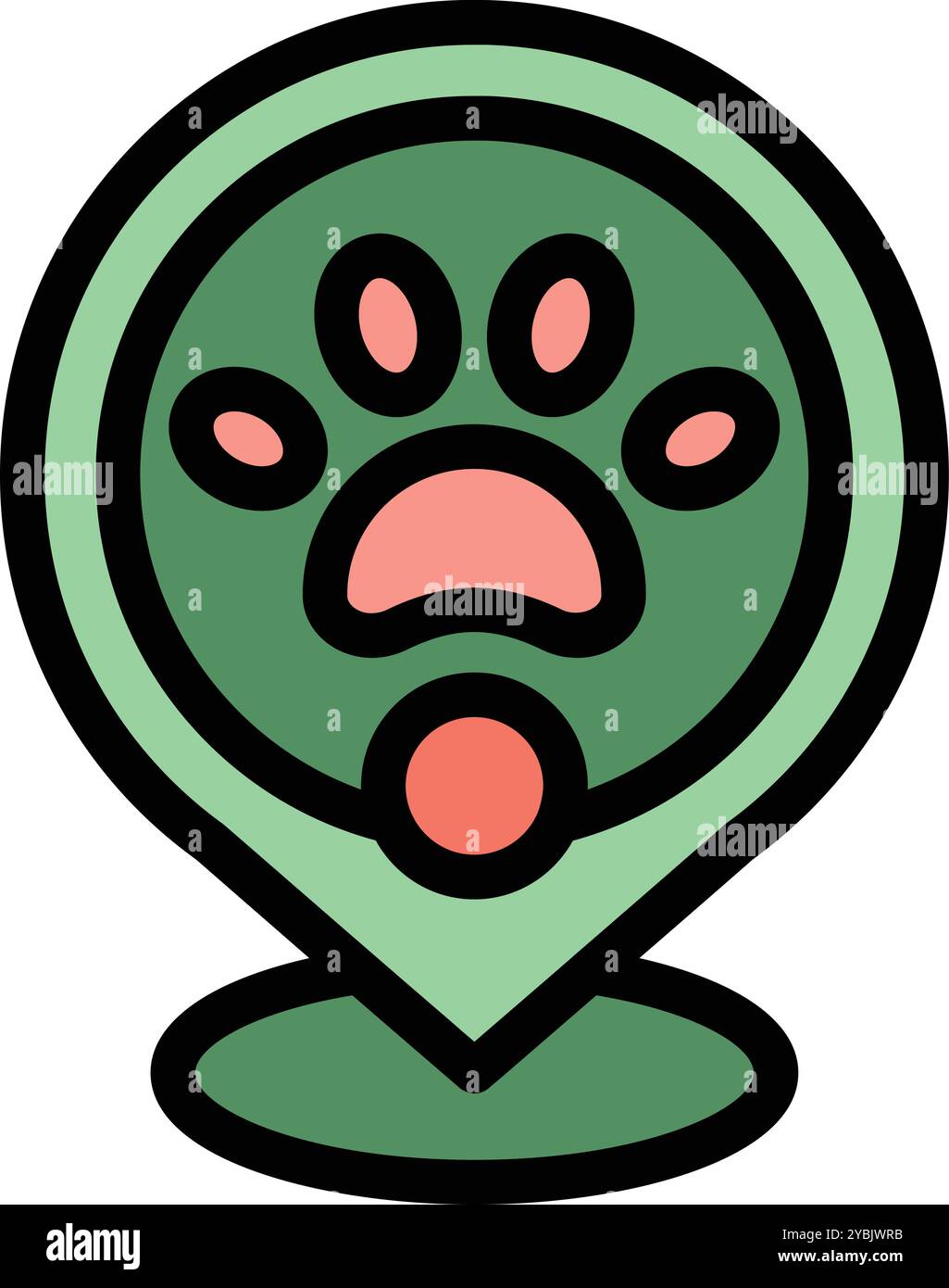 Green location pin showing animal paw print icon, great for pet related ...