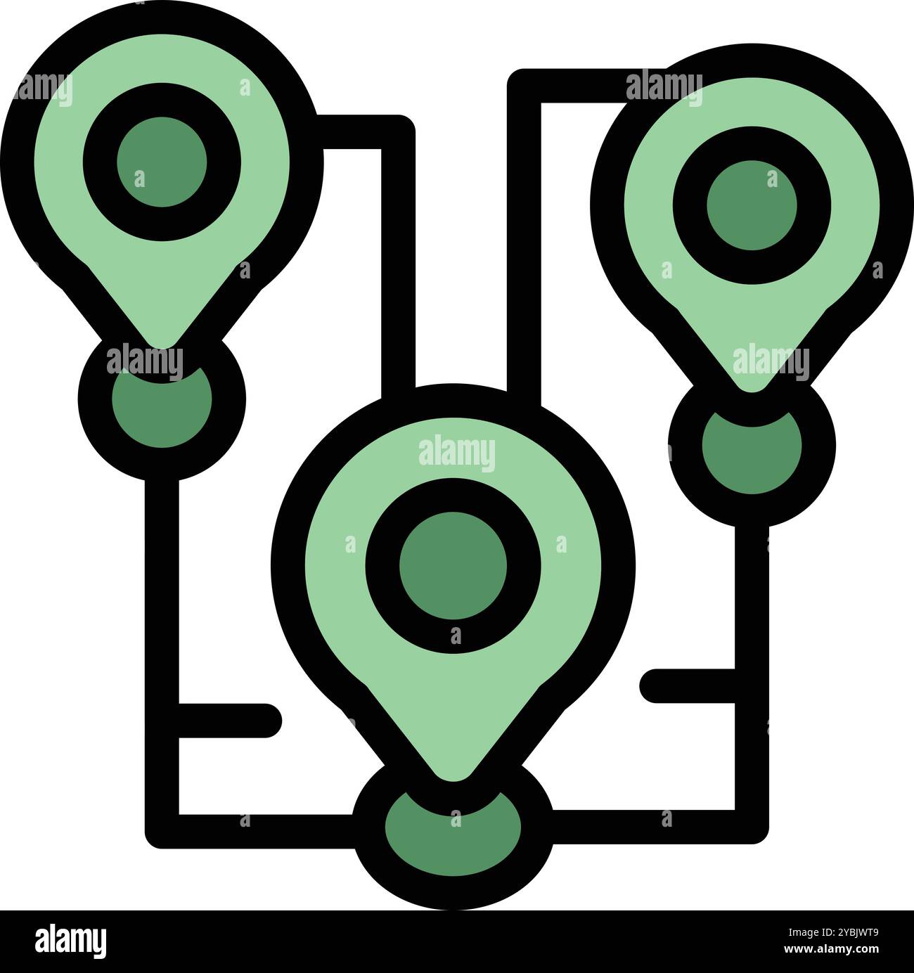 Location pins on a map graphic Stock Vector Images - Alamy