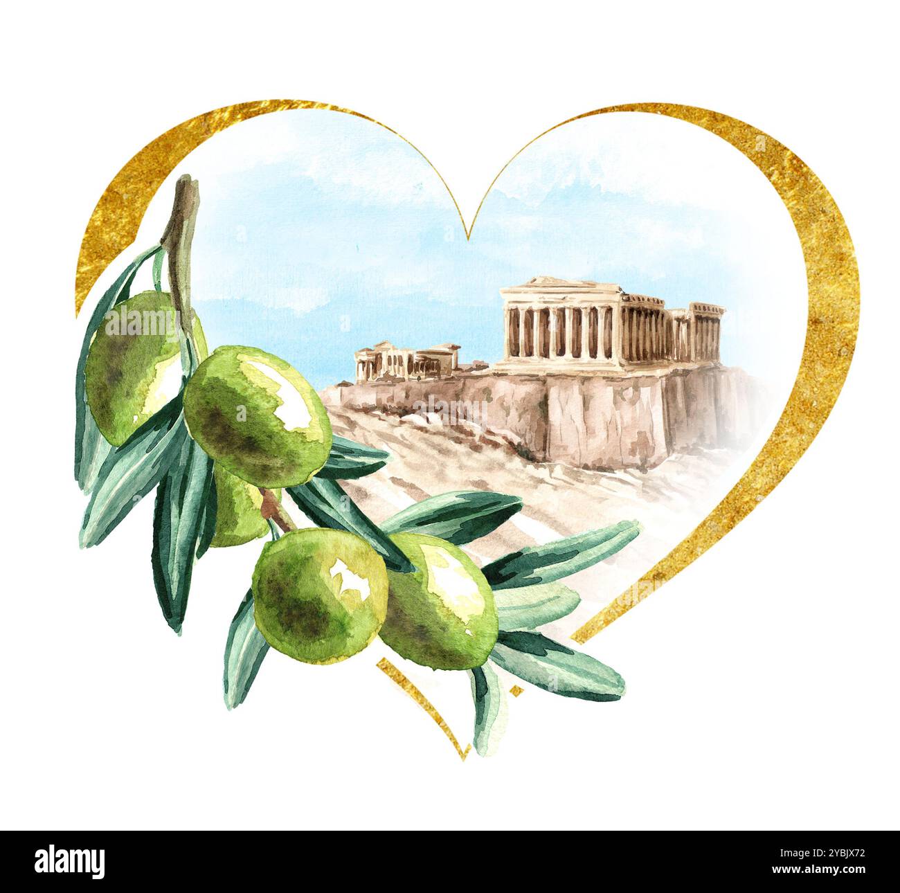 Olive Branch and Acropolis, Athens, symbol of Greece. Welcome to Greece ...