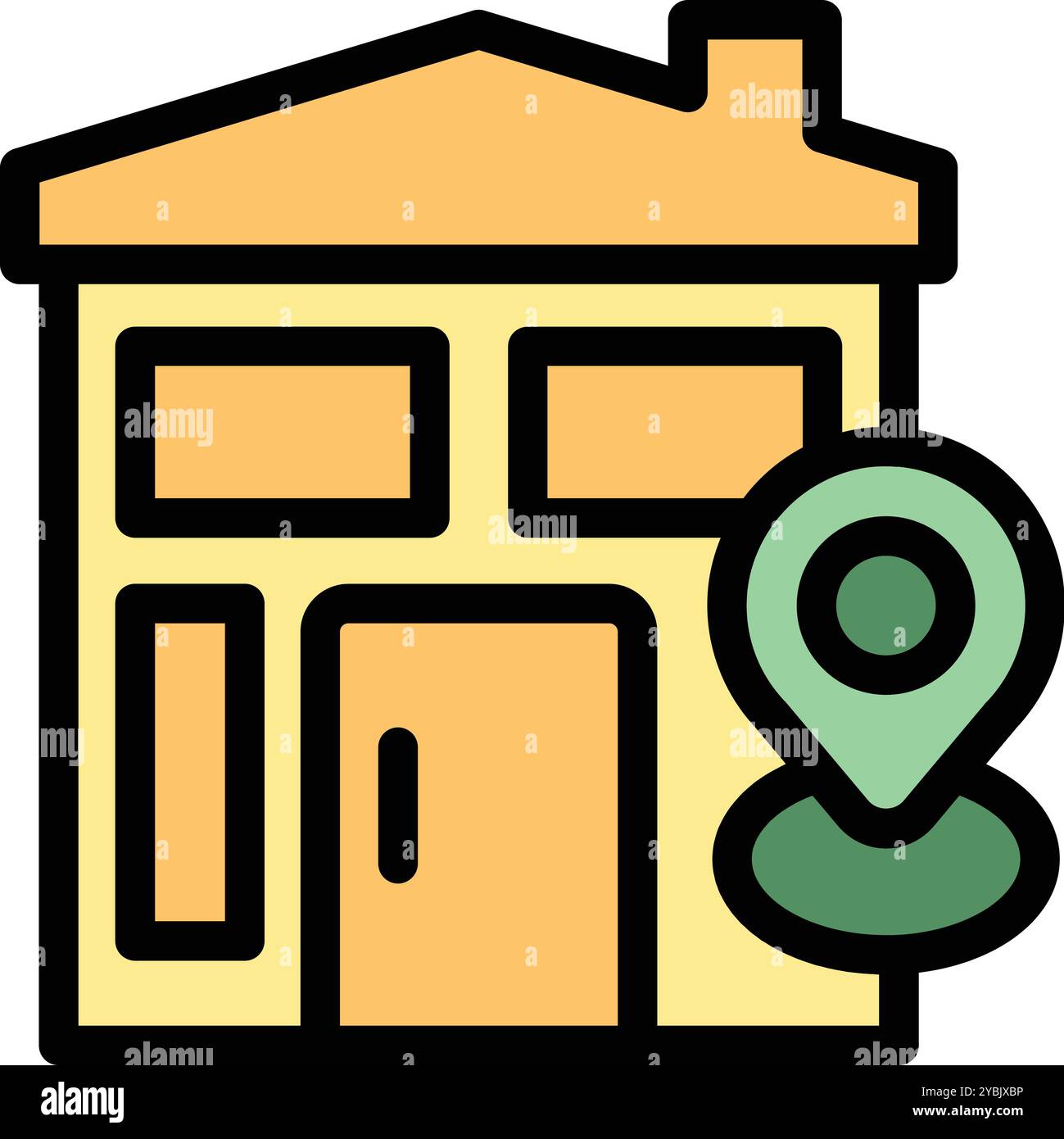 Simple colored house location pin icon representing finding an address ...