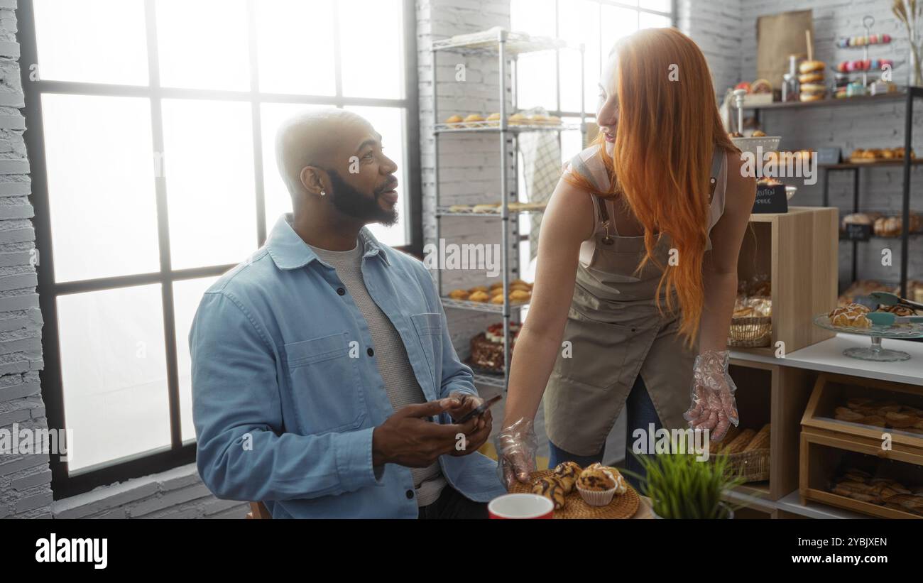 Customer talking baker counter hi-res stock photography and images - Alamy