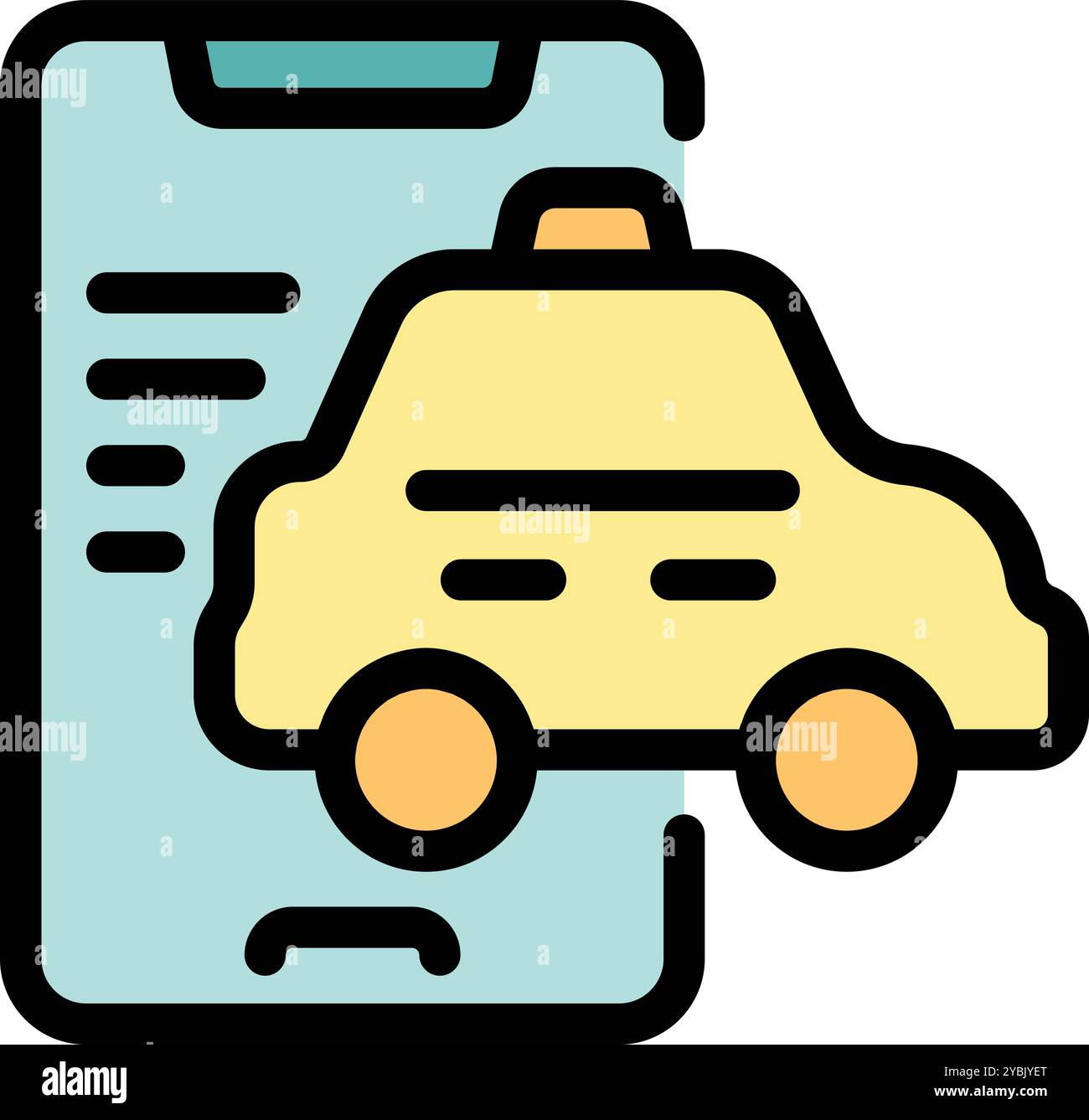 Smartphone screen showing taxi booking app interface with yellow cab ...
