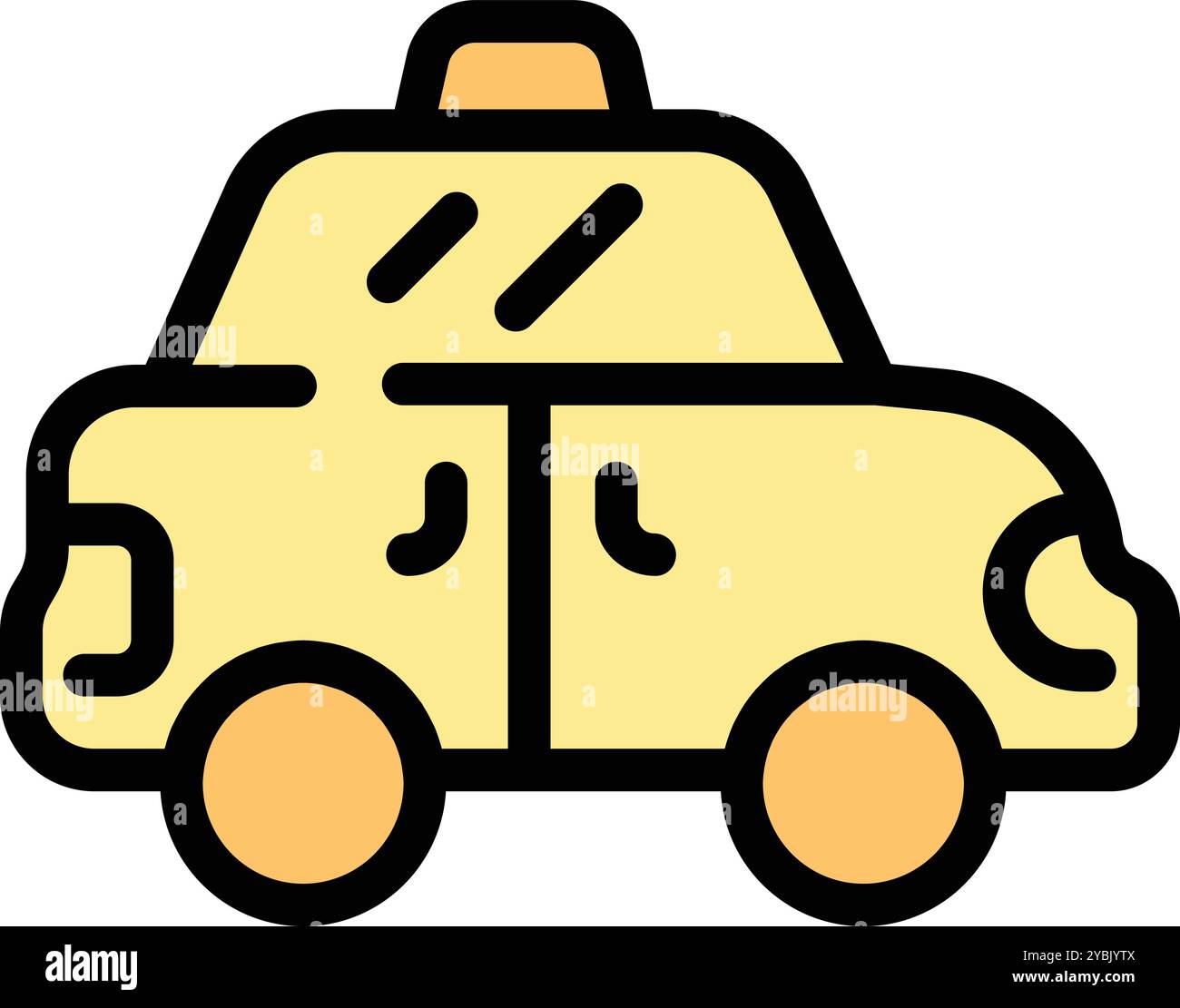 Simple yellow taxi cab icon with checkered sticker driving on white ...