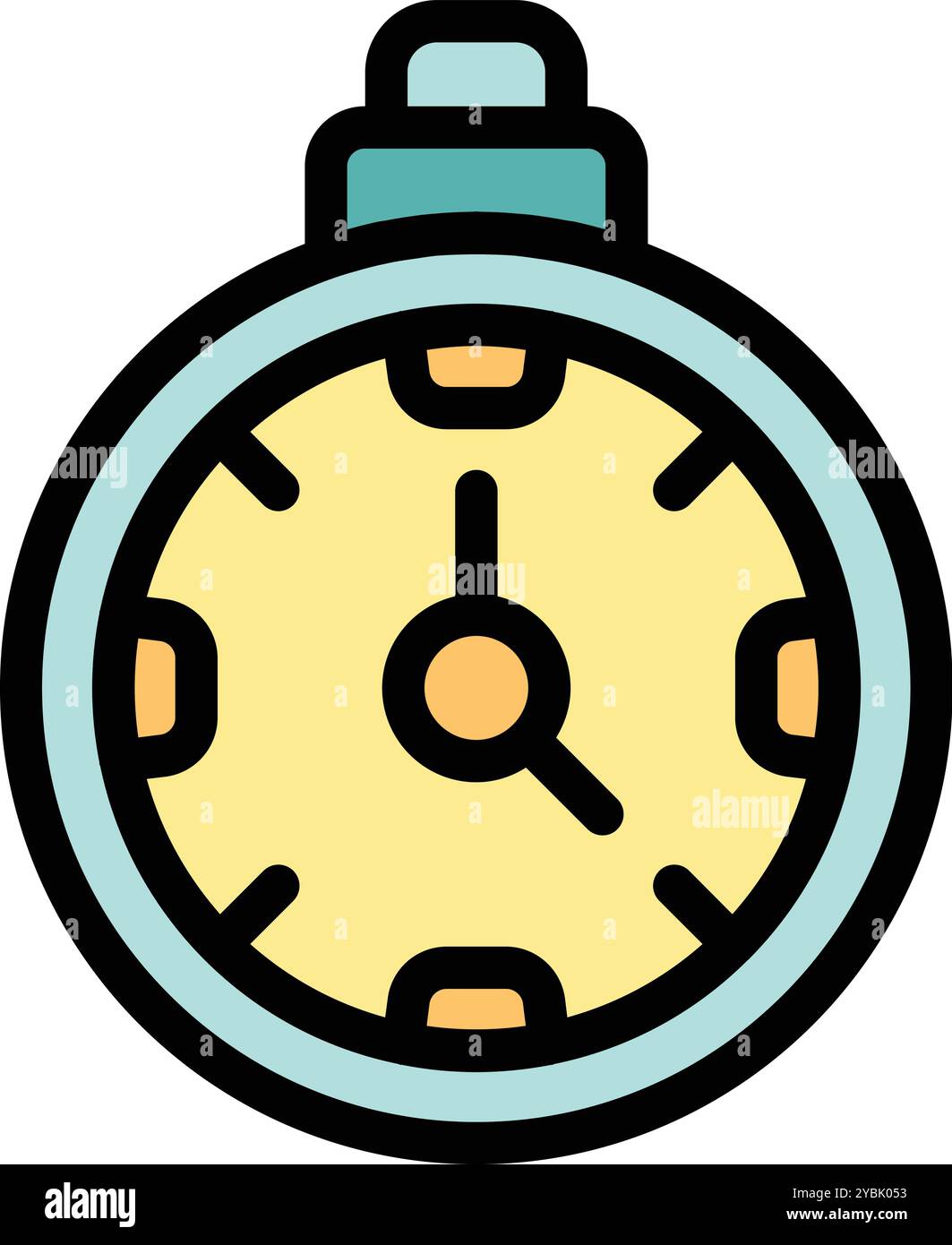 Simple analog clock face with hour, minute and second hands telling the ...