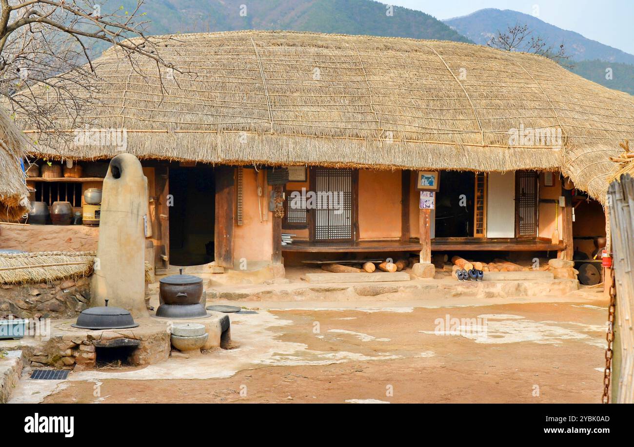 Traditional korean house (hanok) in Naganeupseong folk village, located in Nagan-myeon, Suncheon ...