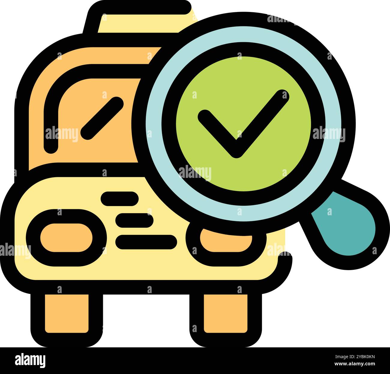 Magnifying glass with a check mark is hovering over a bus, showing its ...