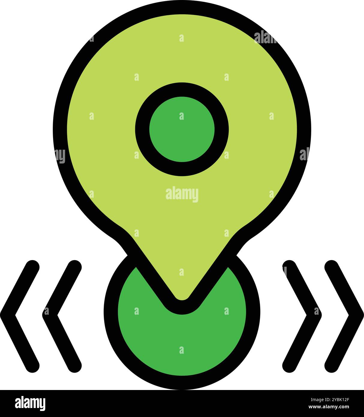 Cartoonish green location pin bouncing to help find position Stock ...