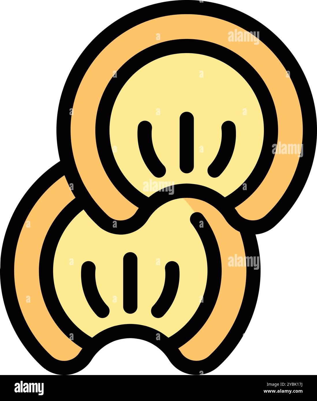 Vector illustration of two halves of dried persimmon fruit put together ...