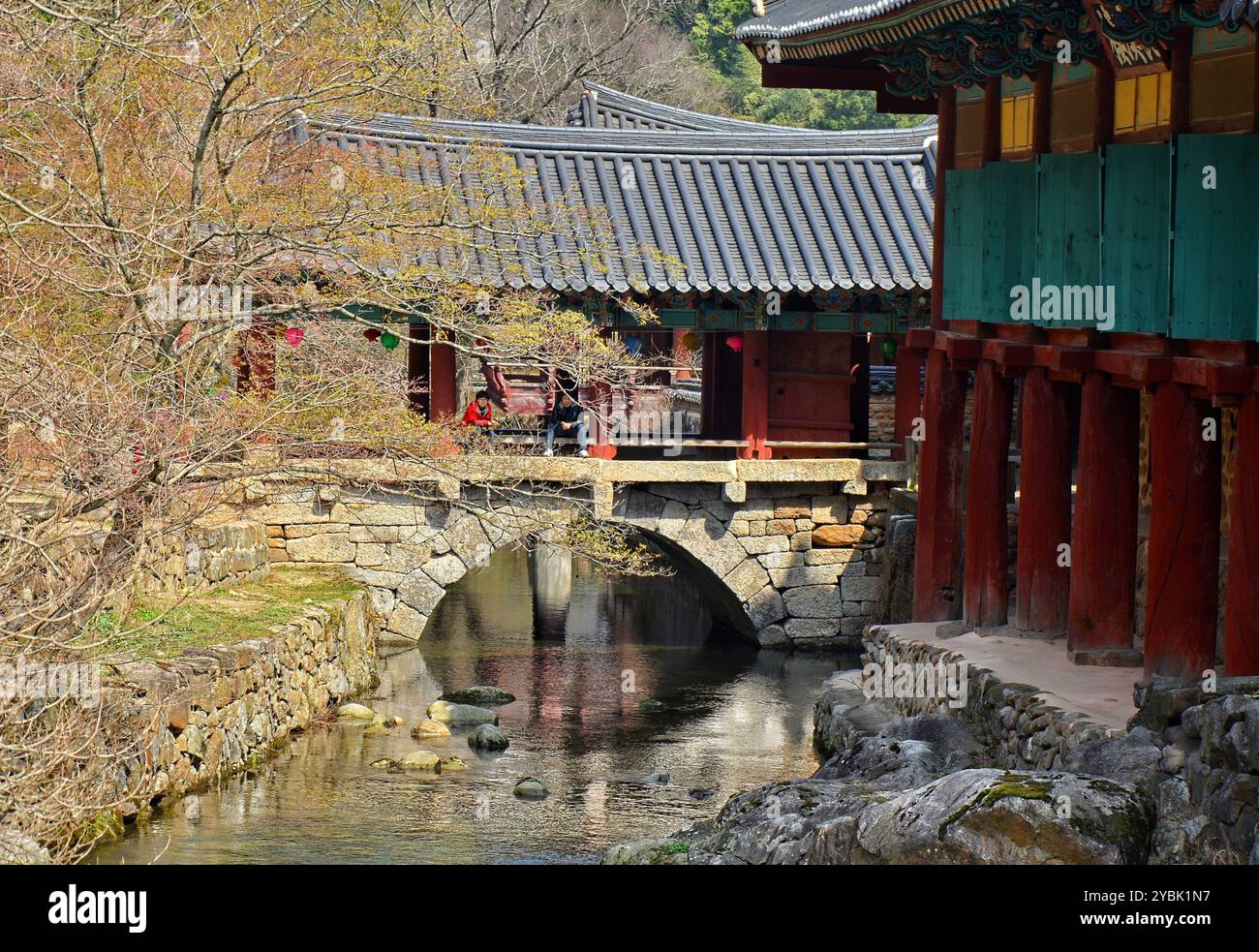 Samcheong Bridge and Uhwagak, the entrance to the Songgwangsa zen ...