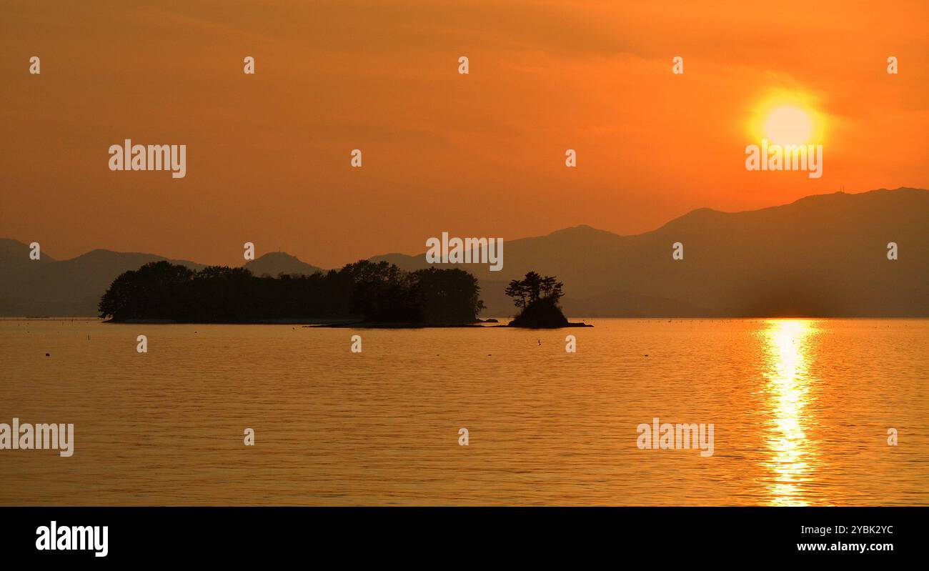 Sunset in Namhaedo or Namhae Island on the southern coast of South ...